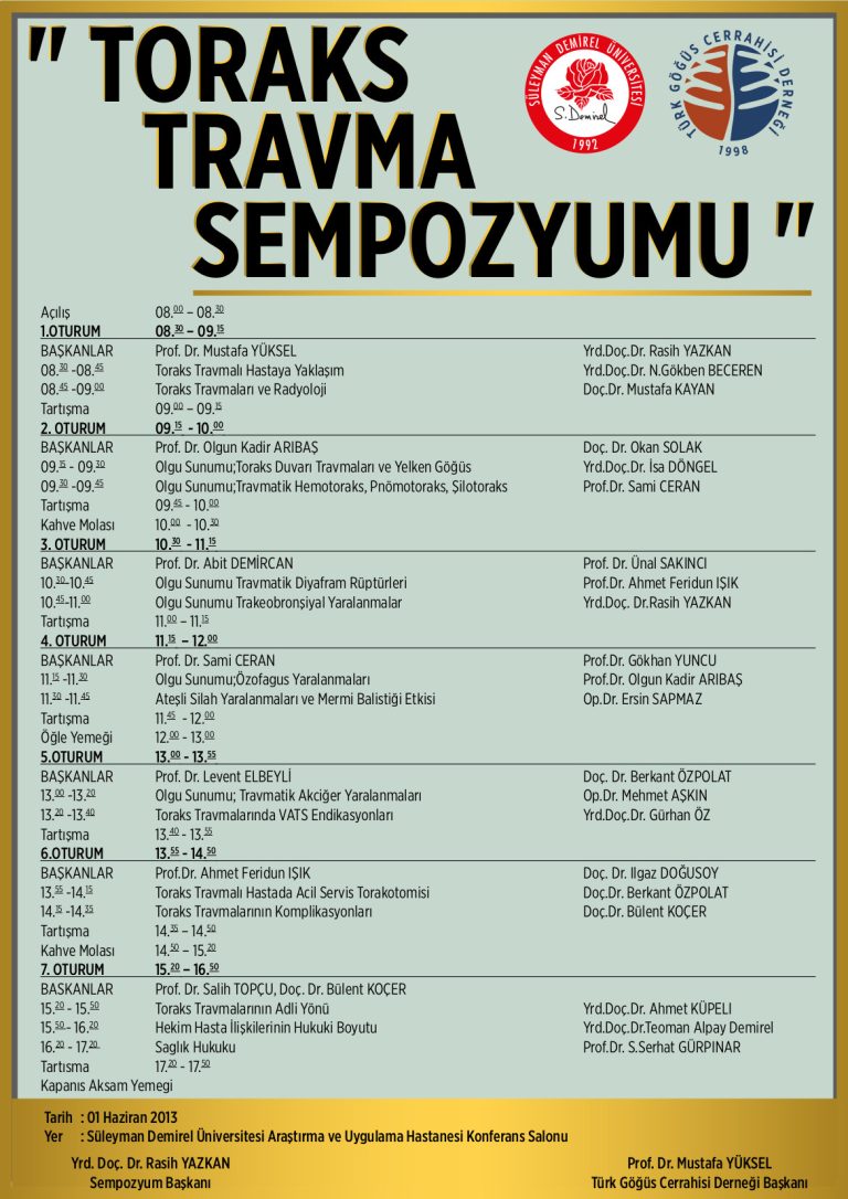 Toraks Travma Sempozyumu – 1 Haziran 2013 – TGCD – Türk Göğüs Cerrahisi ...